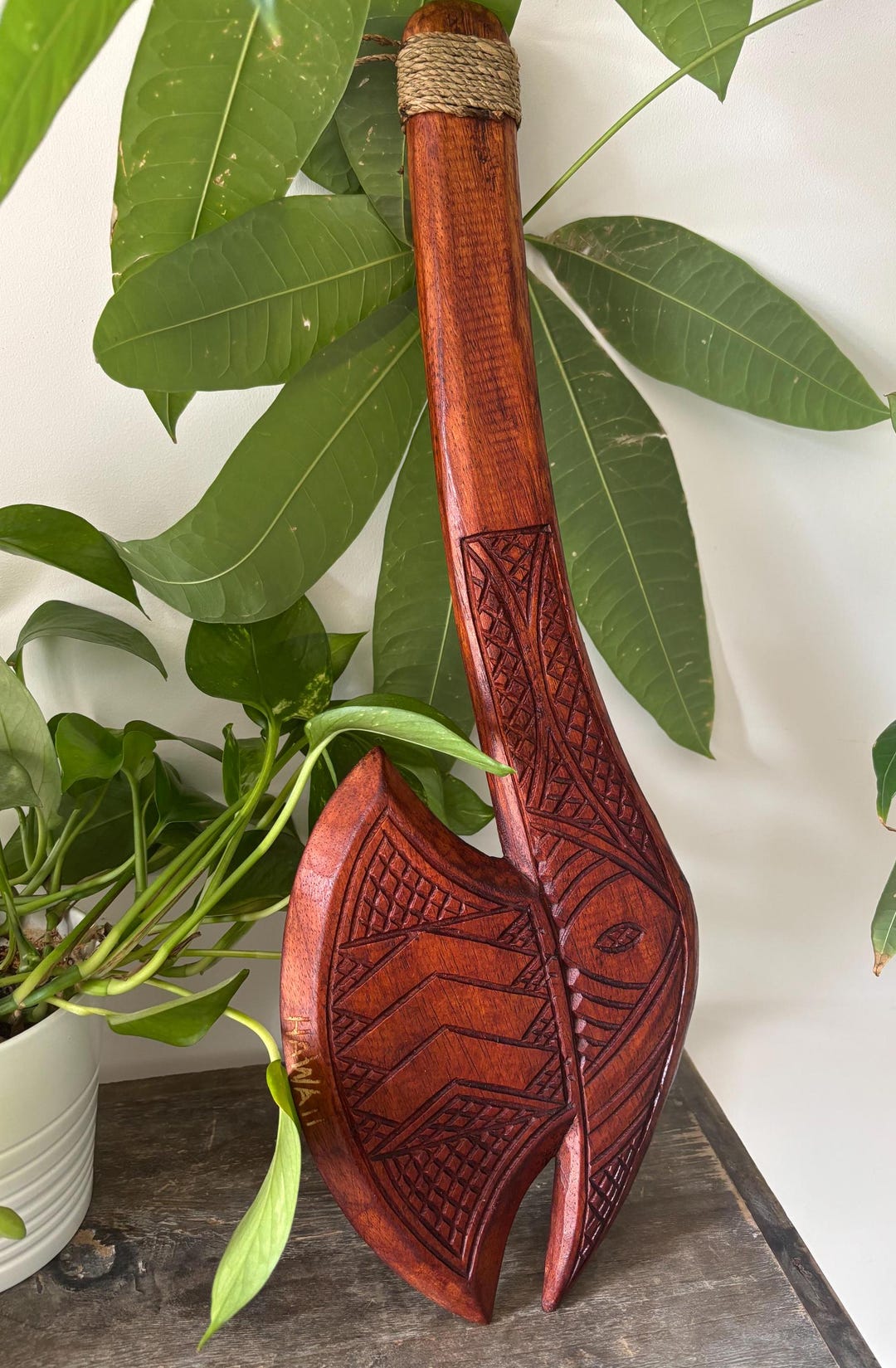 Hawaiian Engraved Hand Made Wall Decor Solid Wood Polynesian Tribal ...