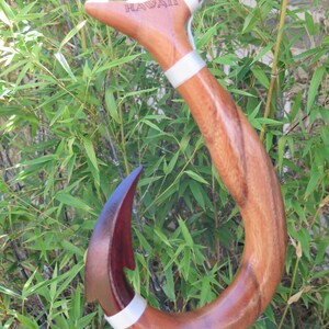 Hawaiian Hand Made Wall Decor Plaques Solid Wood Polynesian Fish Hook ...