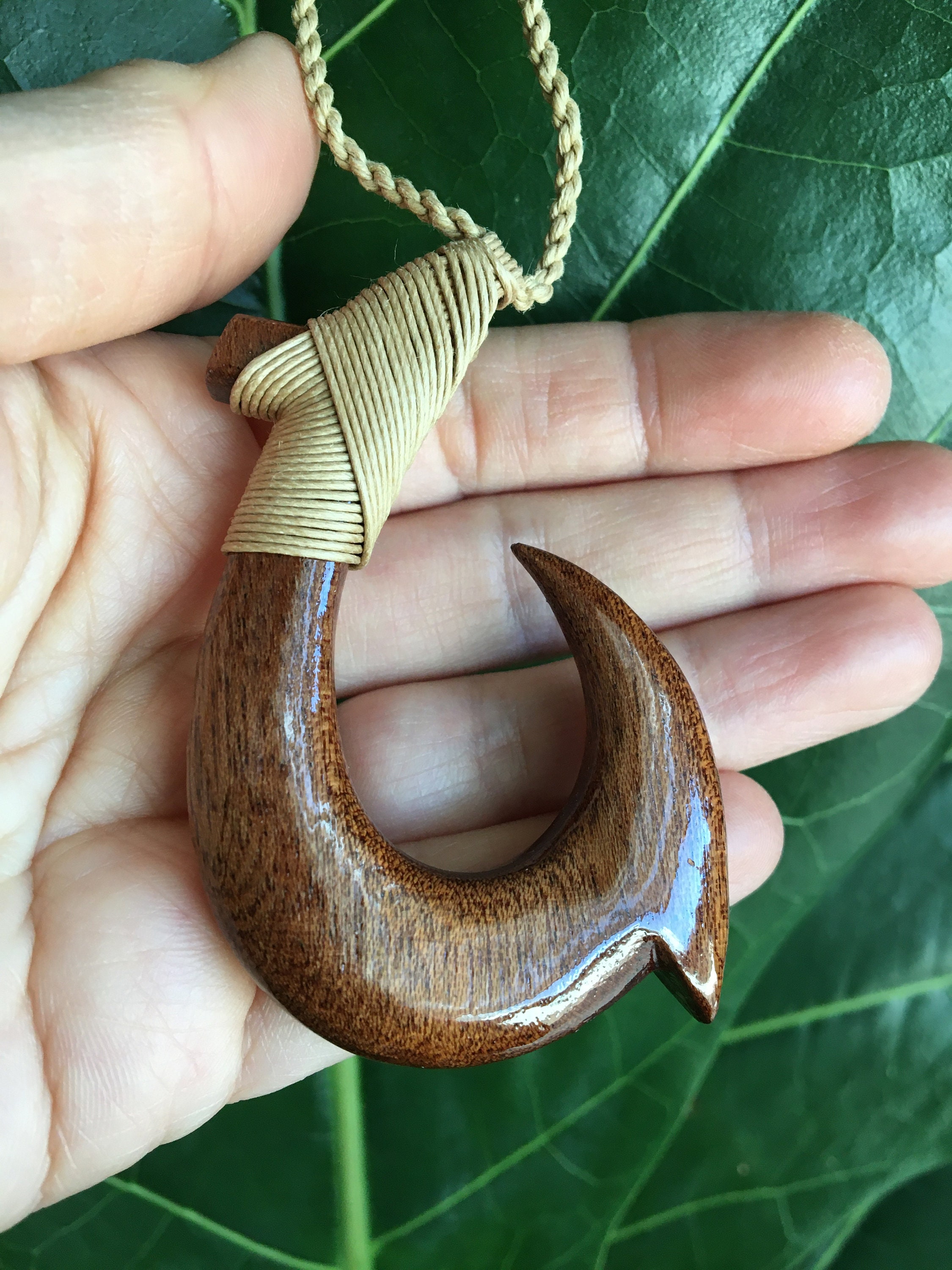 Genuine Koa Wood Pointed Fish Hook Maori Tribal Pendant With | Etsy