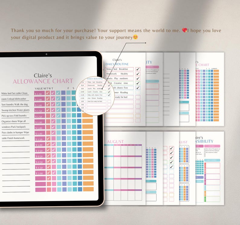 Kids Chore Chart | Printable Responsibility Tracker | Daily & Weekly ...