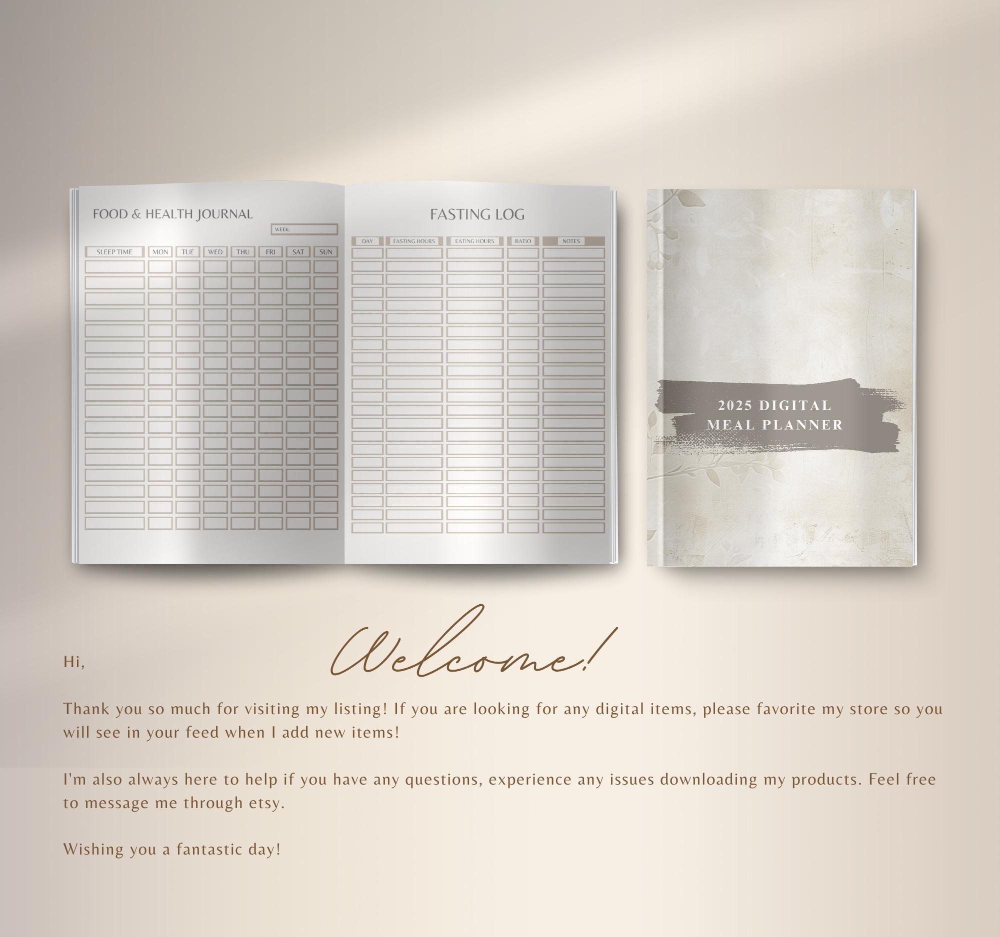 Printable Meal Planner | Weekly and Monthly Food Journal | Digital Meal ...