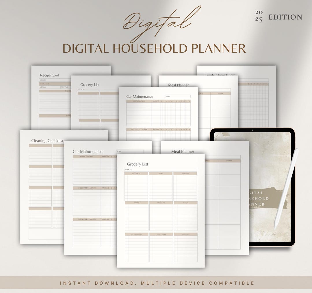 Digital Household Planner | Printable Home Organizer | Chore Chart ...