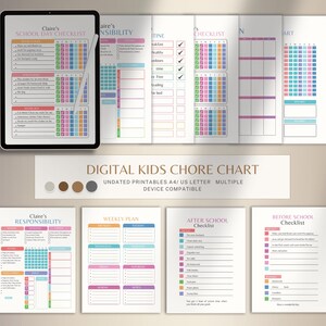 Kids Chore Chart | Printable Responsibility Tracker | Daily & Weekly ...