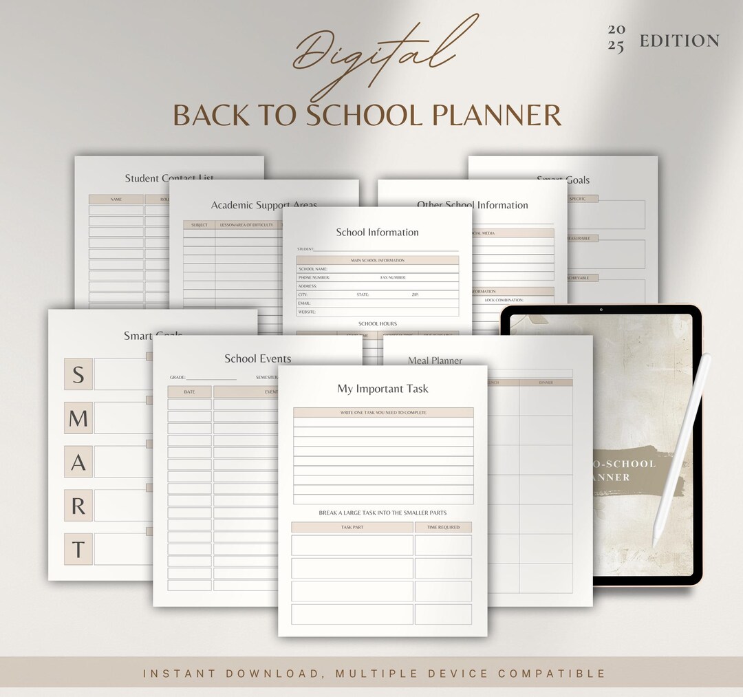 Back-to-school Planner | Printable Student Organizer | Homework Tracker ...
