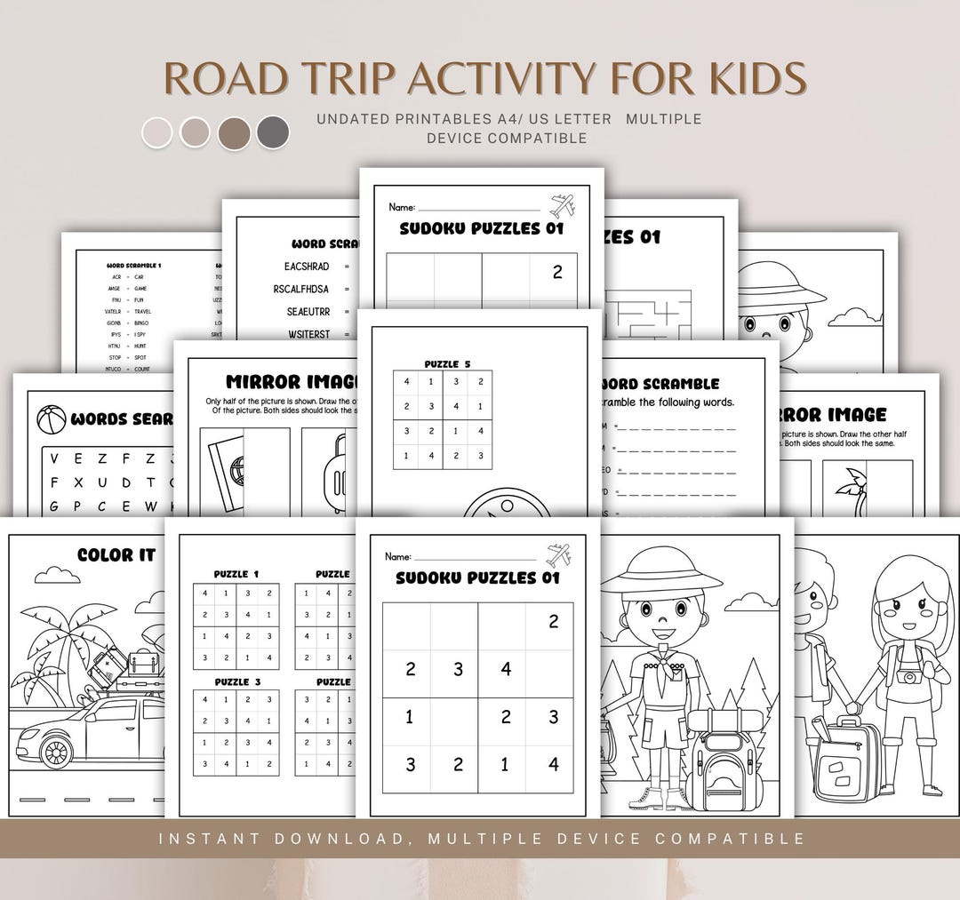 Fun Road Trip Activity Pack for Kids | Printable Travel Games ...