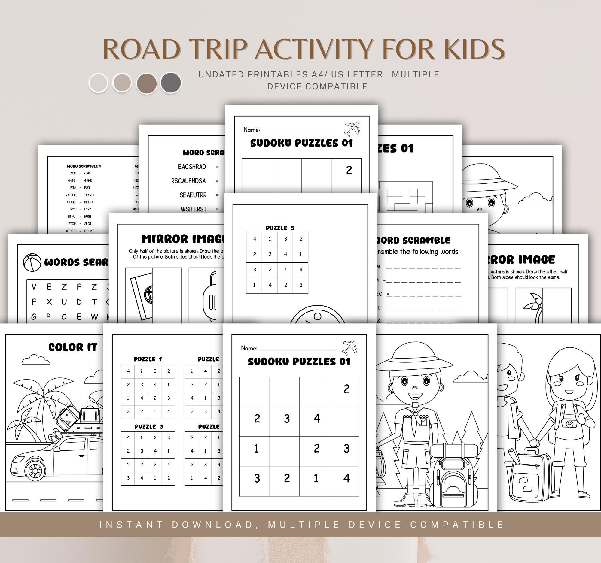 Fun Road Trip Activity Pack for Kids | Printable Travel Games ...