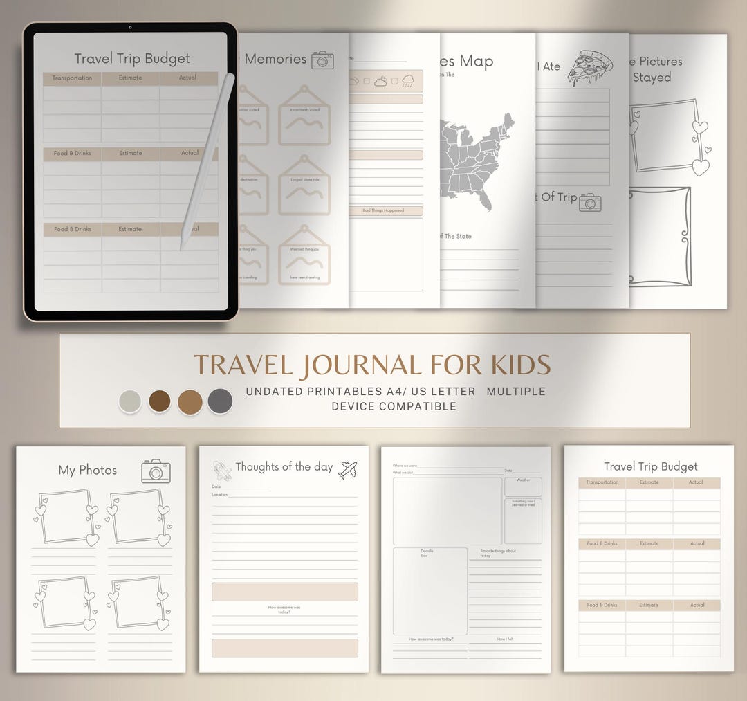 Travel Journal for Kids | Printable Vacation Diary | Fun Activities ...