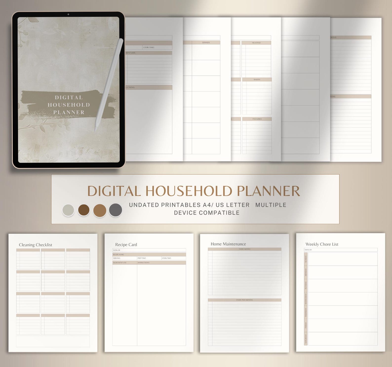 Digital Household Planner | Printable Home Organizer | Chore Chart ...
