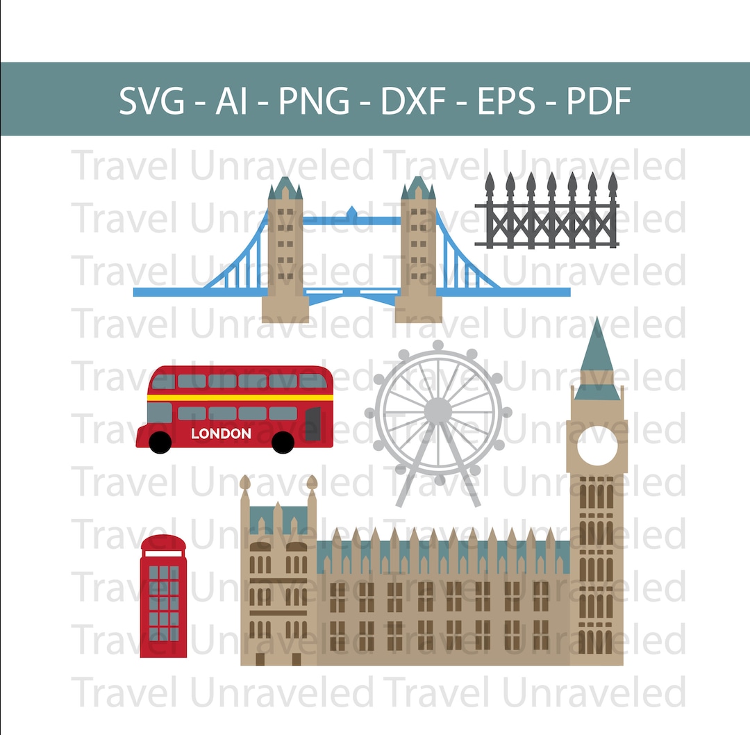 London Cut Files for Cricut, Silhouette .SVG, .DXF, .EPS for Greeting ...