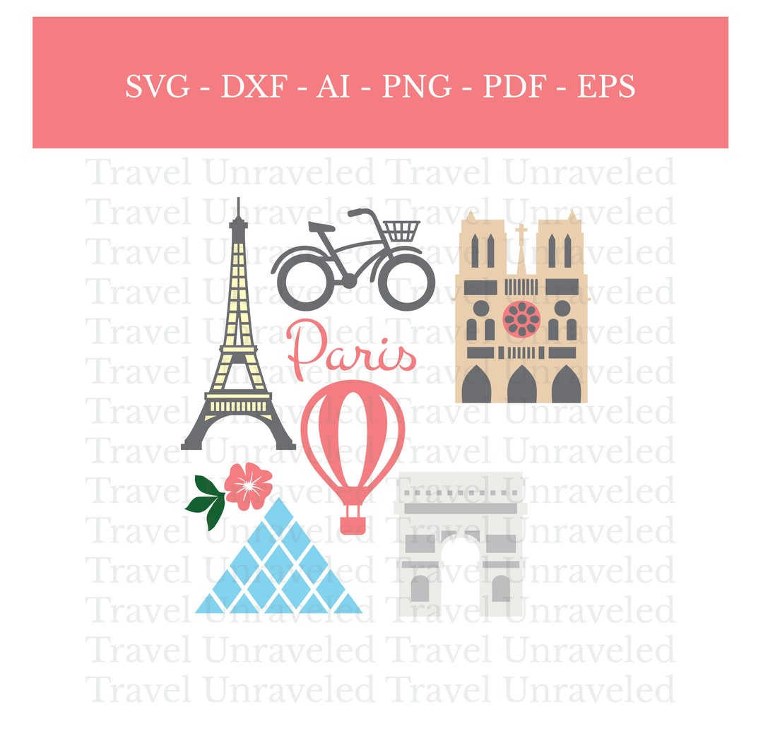 Paris Cut Files for Cricut, Silhouette .SVG, .DXF, .EPS for Greeting ...