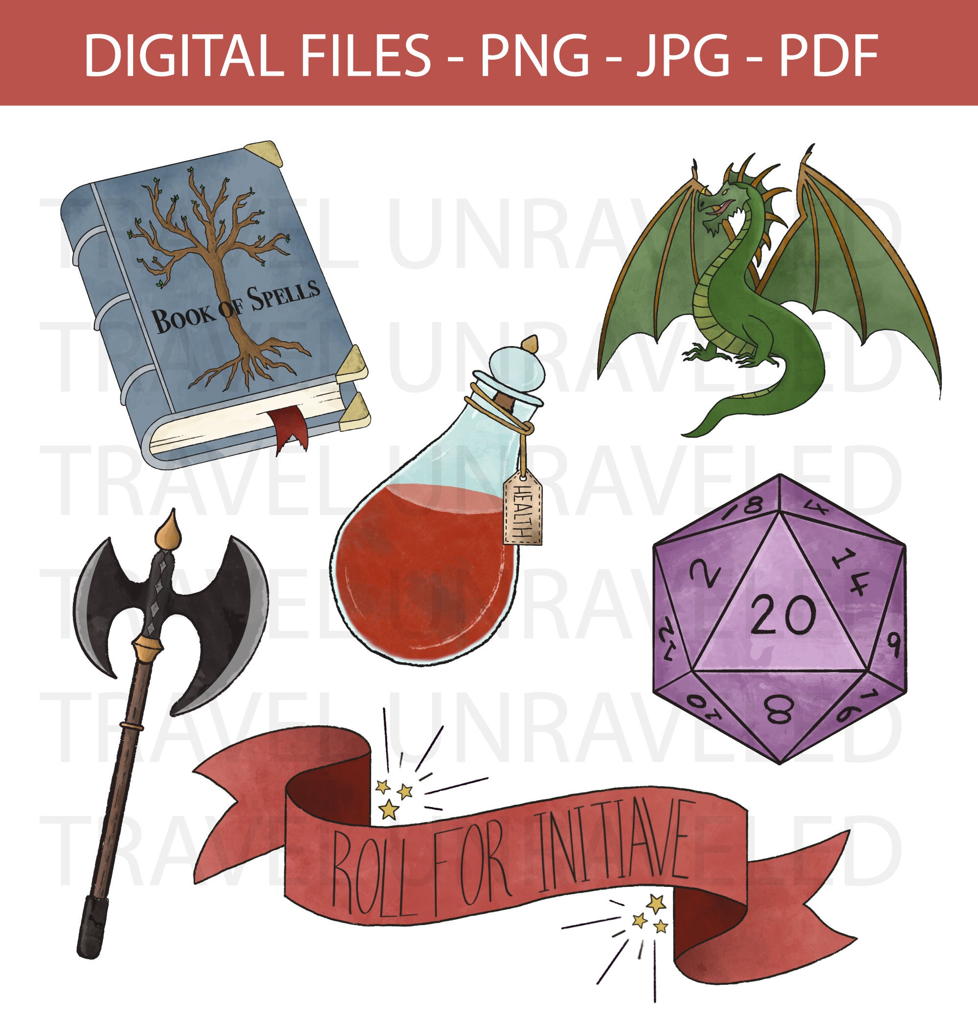 Dungeons and Dragons DND Clip Art, Sticker Sheet, Cut Files, Digital ...