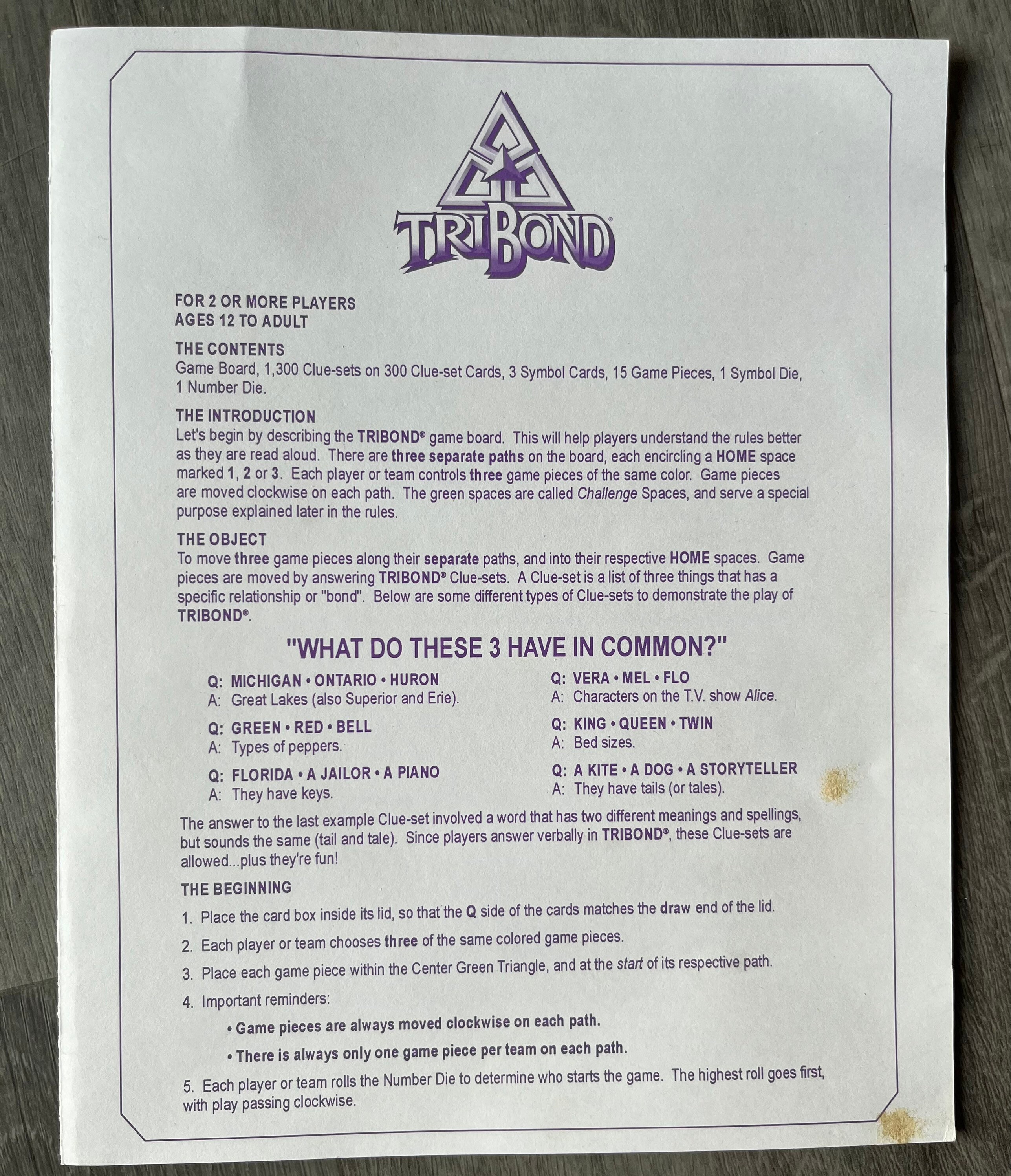 Vintage/1992/tribond/ Board Game/ Clue Set Cards Volume 1/ Complete ...