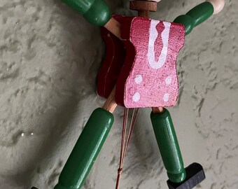 Vintage Wood Pull String Jointed Jumping Jack Wooden Pull Toy Wood ...