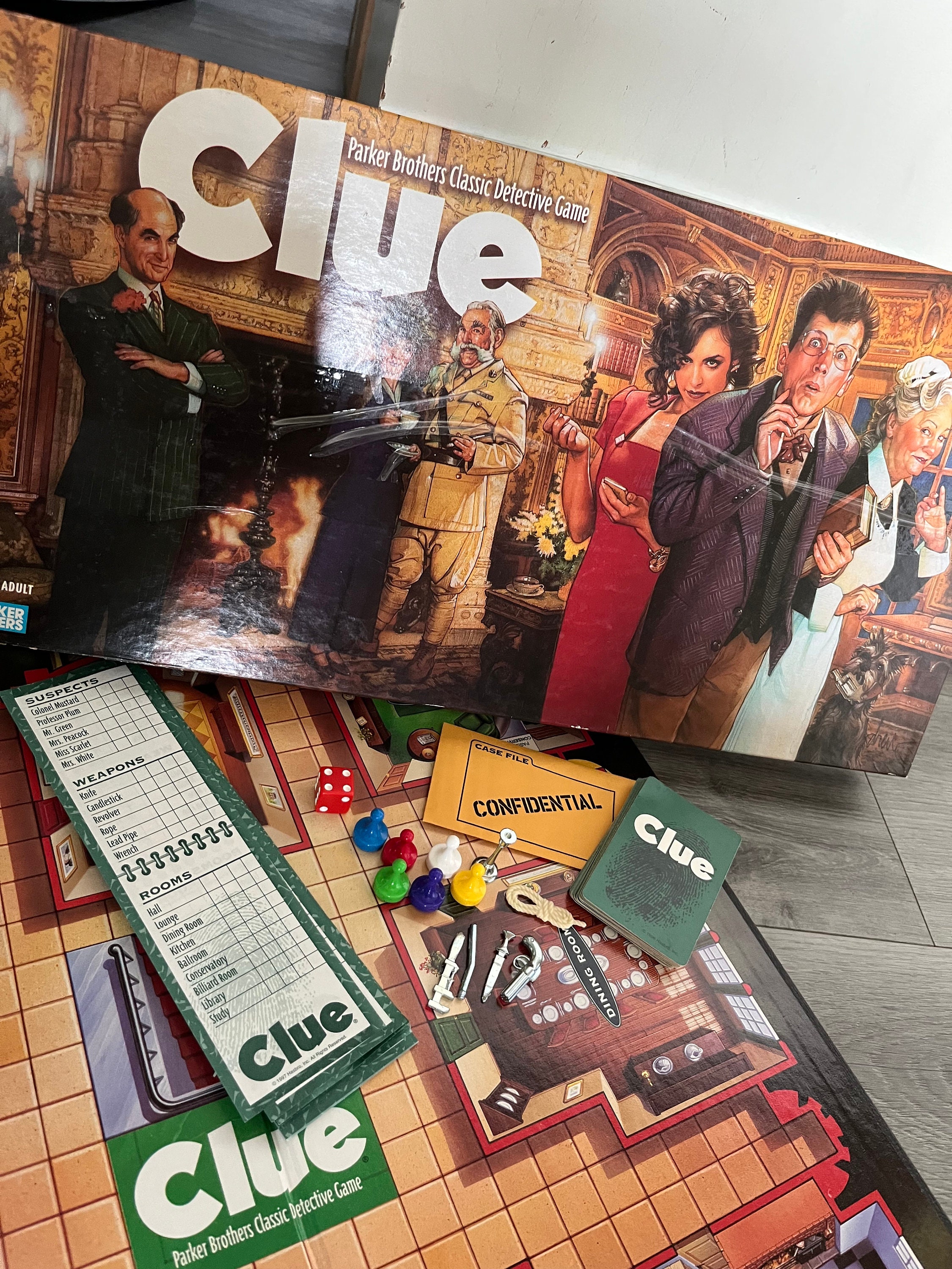 Vintage/ 1998/ Clue/ Board Game/ Parker Brothers/ Hasbro/ Detective ...