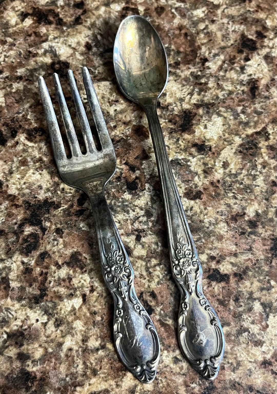 Vintage/ Set of Two/ Kids/ Baby/ Flatware/ Silverware/ 5”/ Spoon/ and 4 ...