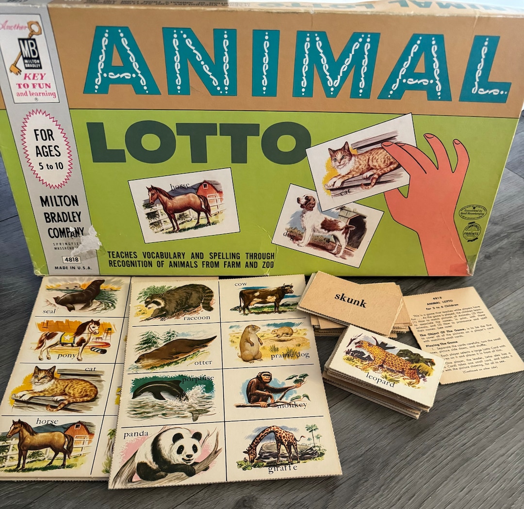 Vintage/ 1958/ Animal/ Lotto/ Kids/ Game/ Milton Bradley/ - Etsy
