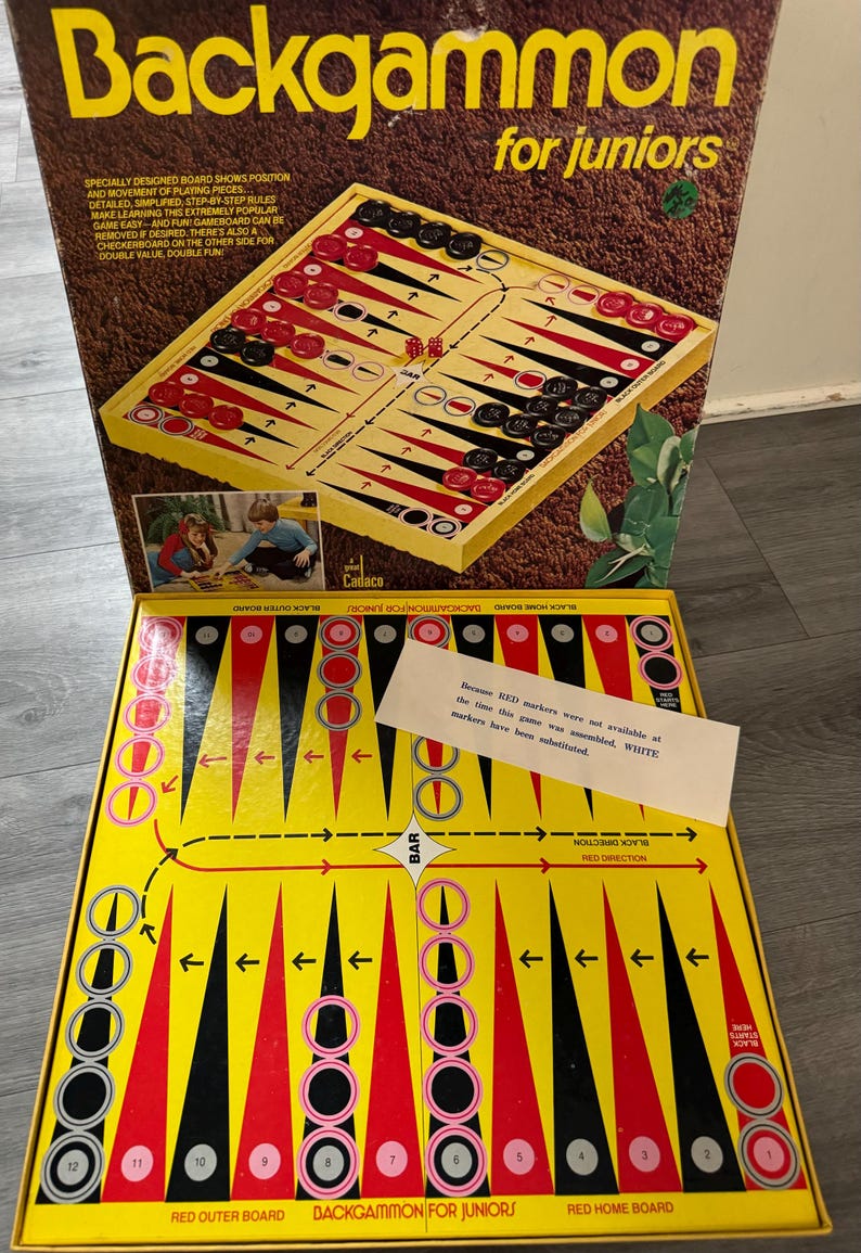 Vintage/ 1976/ Backgammon/ for Juniors/ A Cadaco Game/ Good Condition ...
