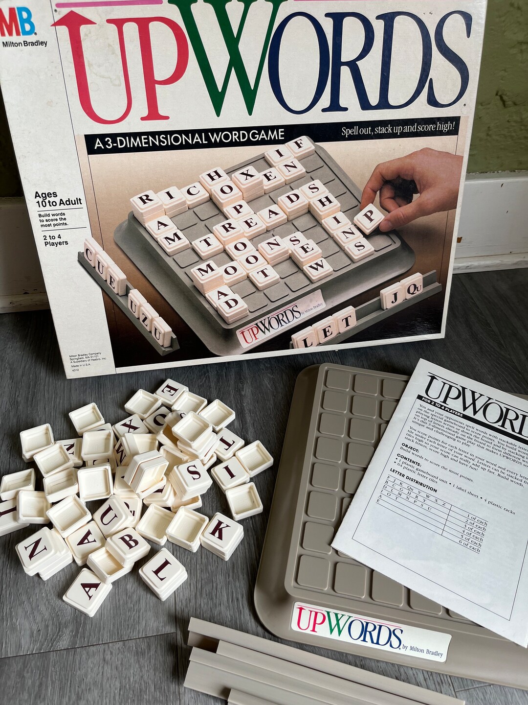 Vintage/ 1988/ UPWORDS/ A 3 Dimensional Game/ Tile/ Word Game/ Milton ...