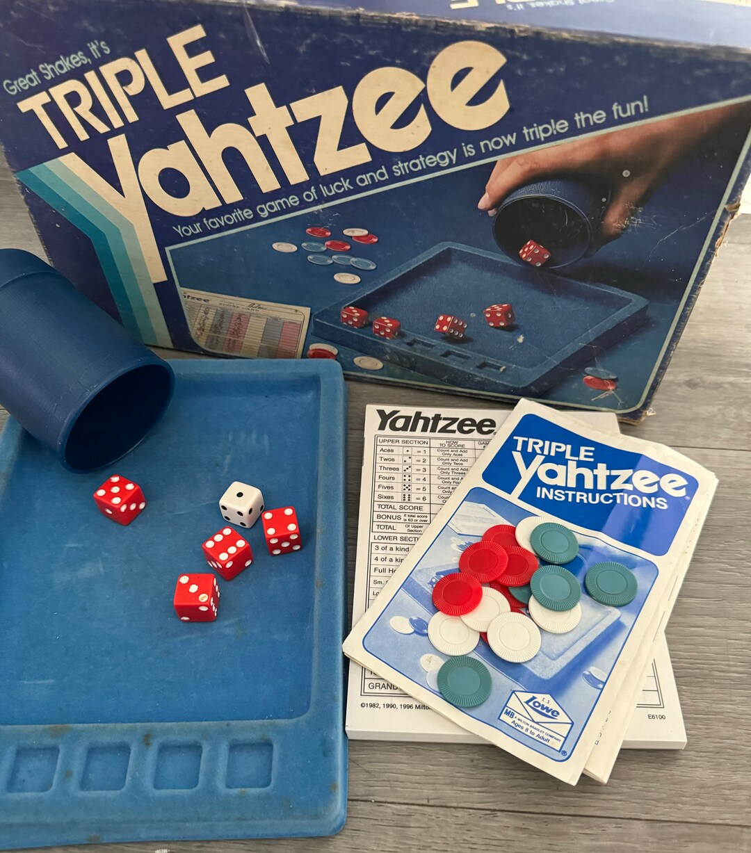 Vintage/ 1982/ Triple Yahtzee/ Dice/ Game/ Milton Bradley/ Complete ...