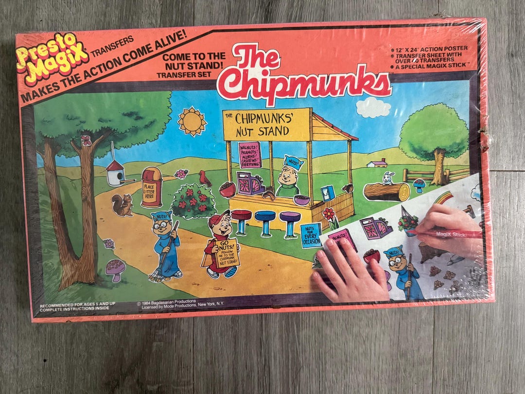 DEADSTOCK/ Vintage/ 1984/ the Chipmunks/ Transfer Set/ Presto Magic ...