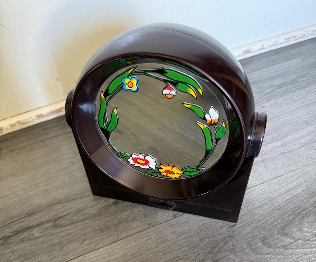Vintage/ Yaps/ Floral/ Wind up Music Box/ Mirror/ Tilt Mirror/ 7 1/2 ...