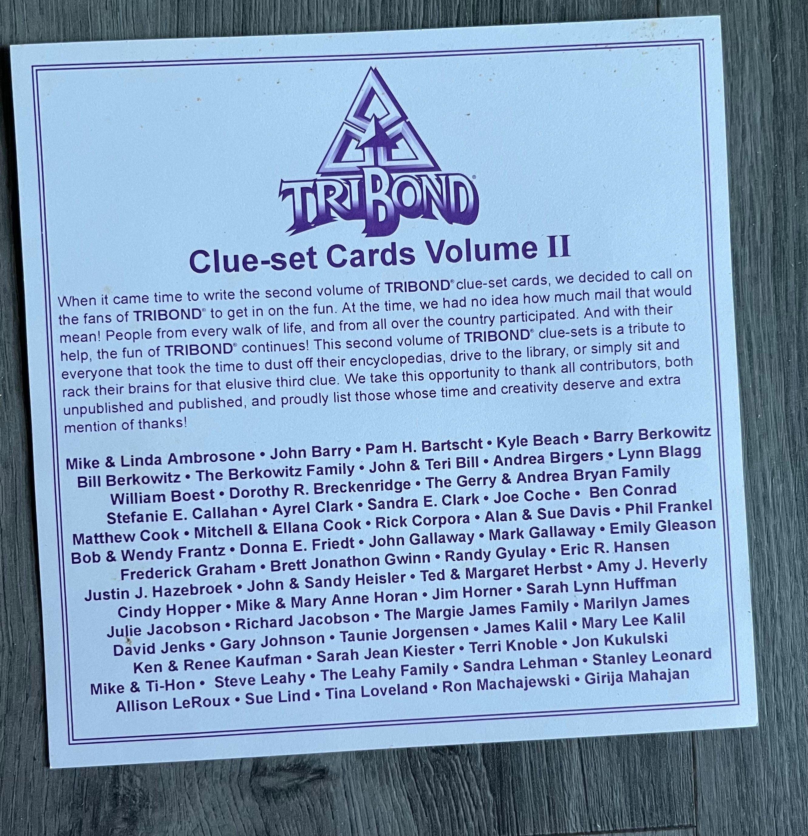 Vintage/ 1993/ Tribond/ Board Game/ Clue Set Cards 2/ Complete/ Very ...