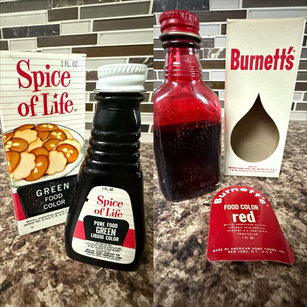 Vintage Food Coloring/ Containers/ Sold Seperately/ Burnetts Red Food ...