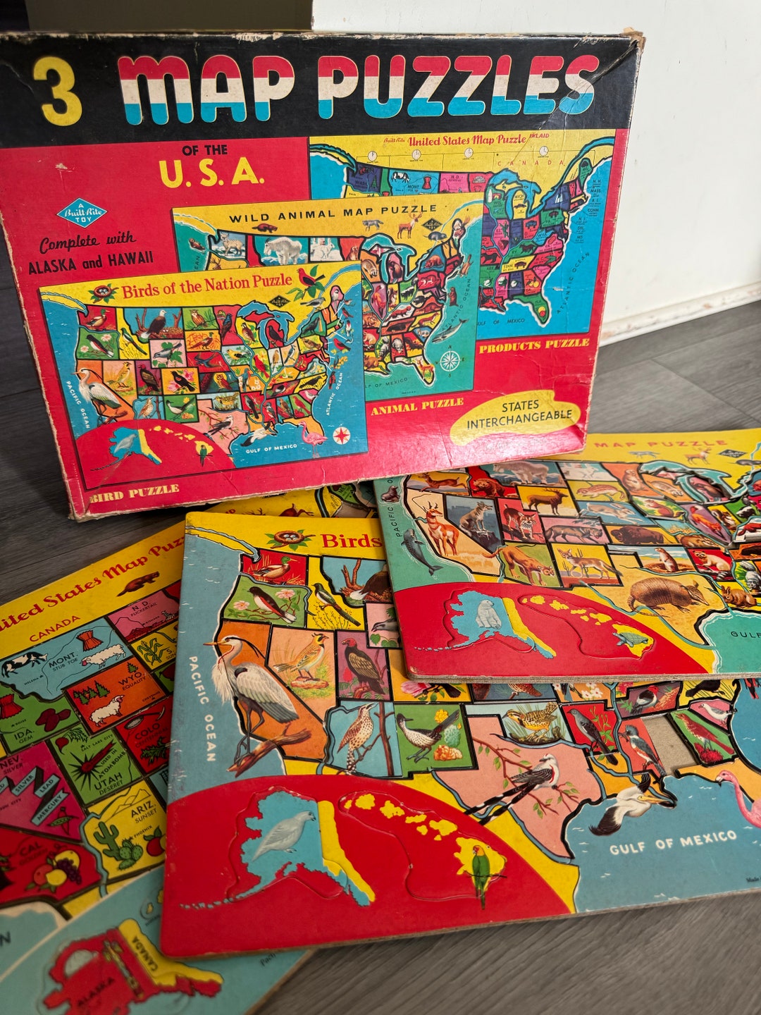 Vintage/ 3 USA Map/ Puzzles/ States Interchange/ Good Condition - Etsy