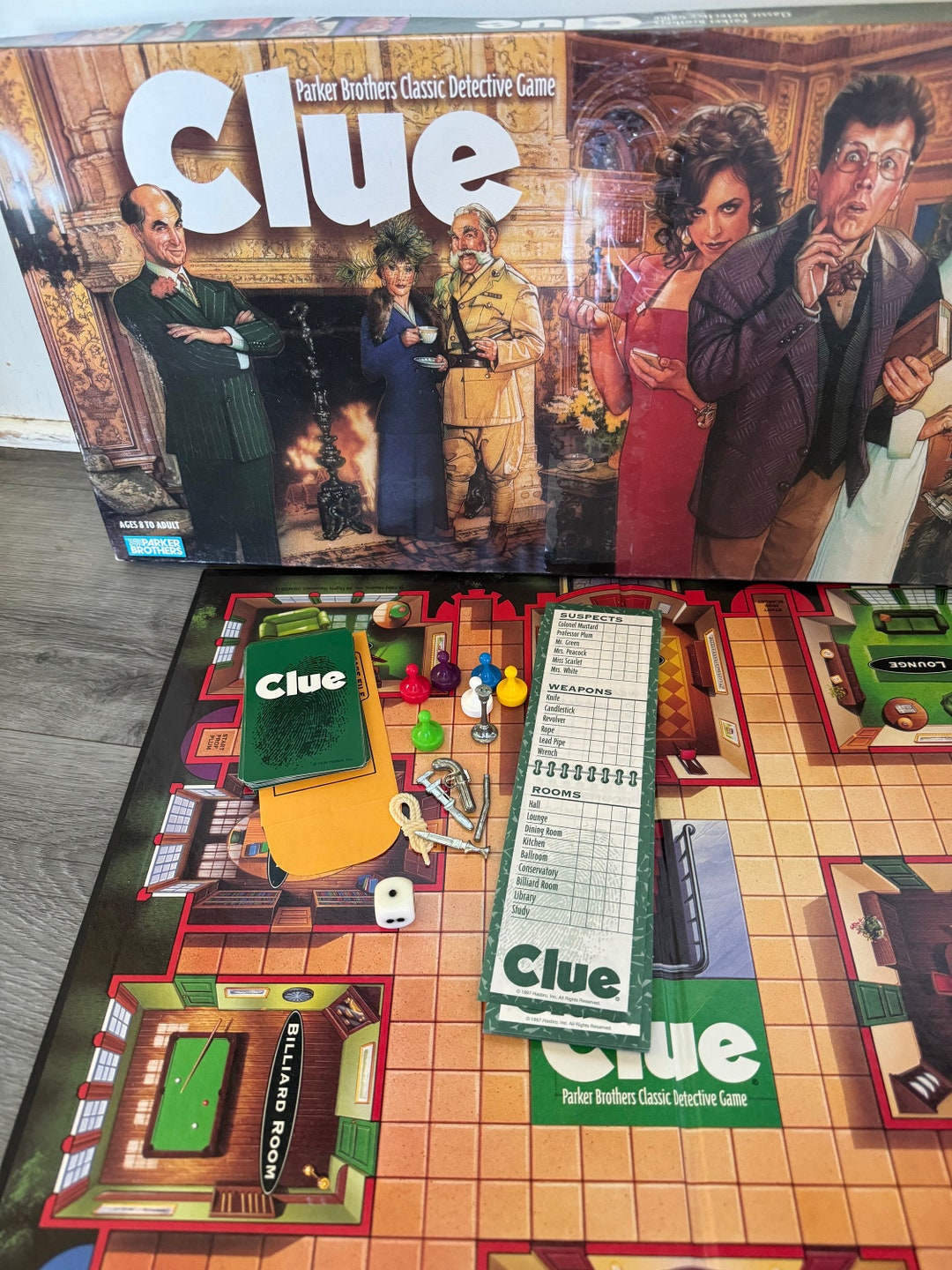 Vintage/ 1998/ Clue/ Board Game/ Parker Brothers/ Detective Game ...