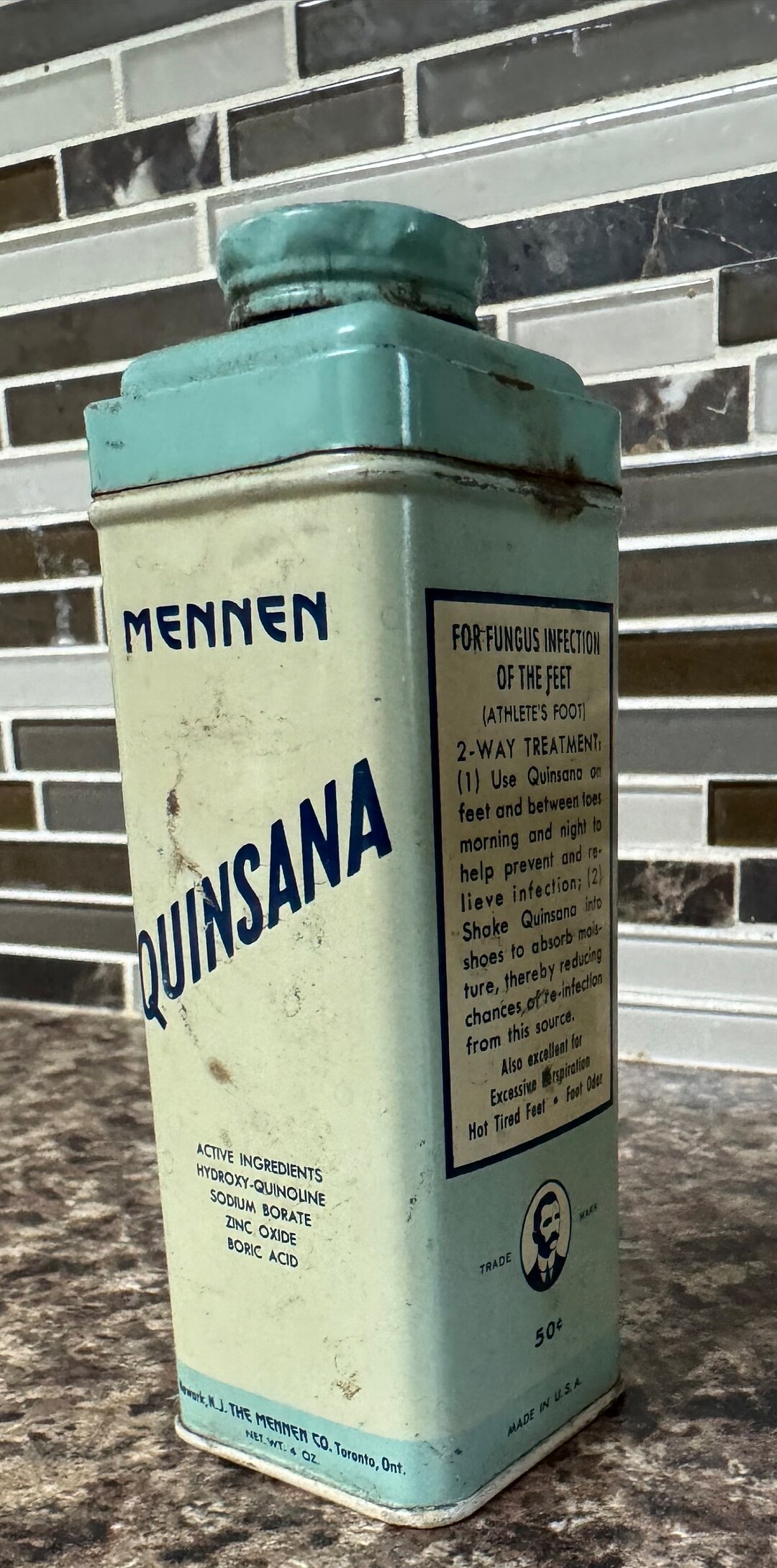Vintage/ Mennen/ Quinsana/ 4oz/ Foot Fungus/ Athletes Foot/ Foot Powder ...