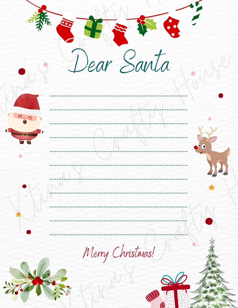 Printable Dear Santa Letter - Etsy