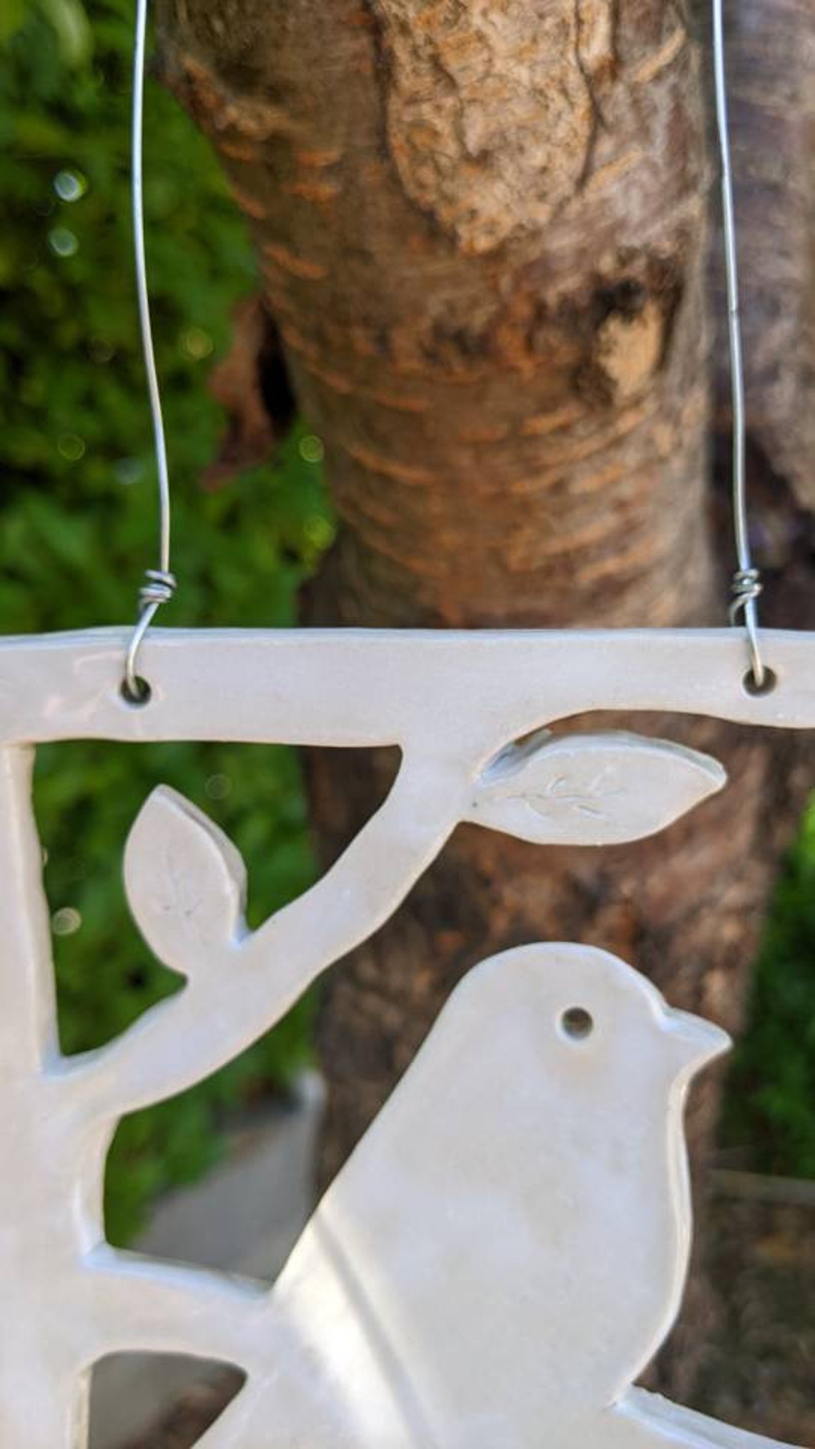 Handmade Hanging Ceramic Bird on a Branch - Etsy