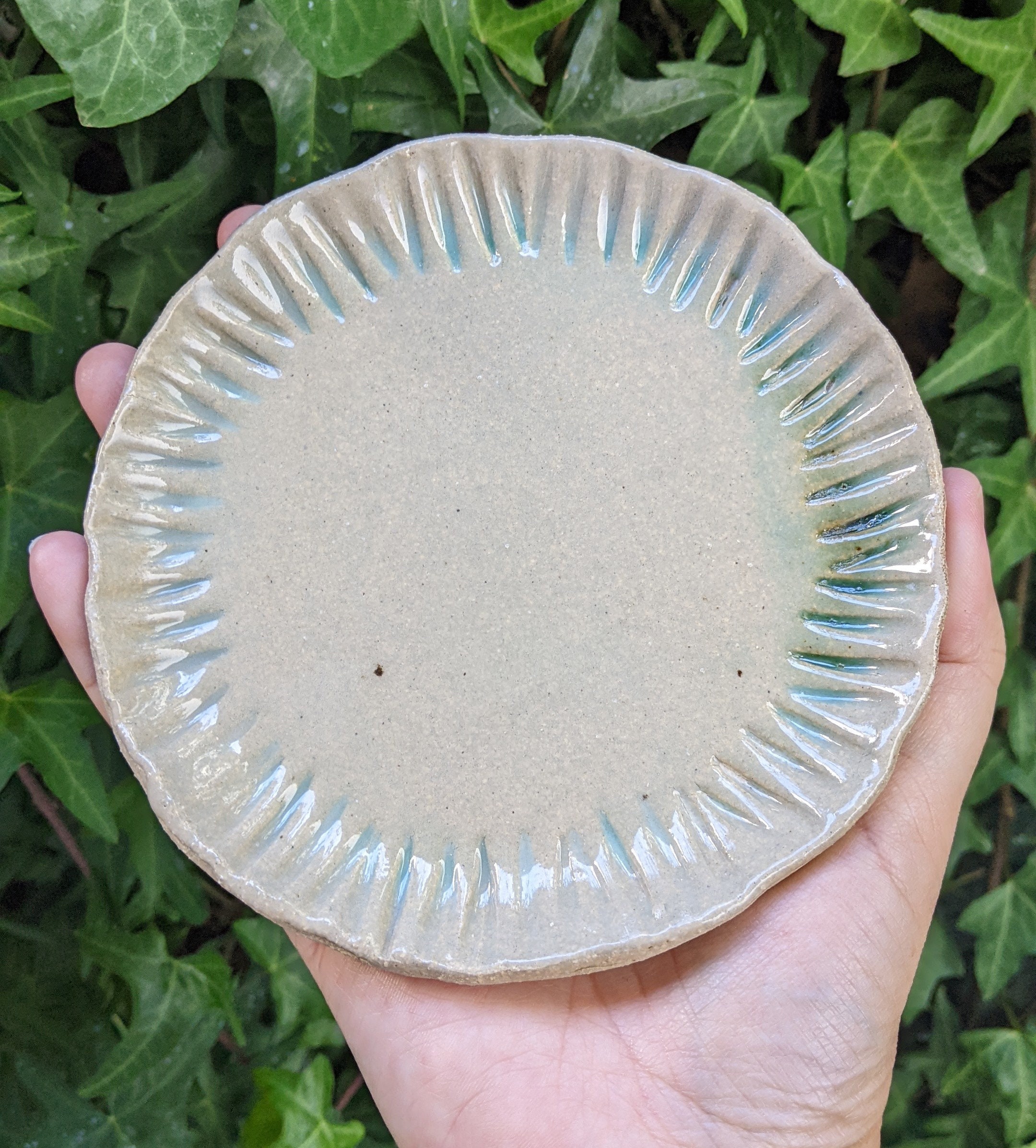 Set of 4 Handmade Rustic Green Plates 13-13.5 Cm - Etsy