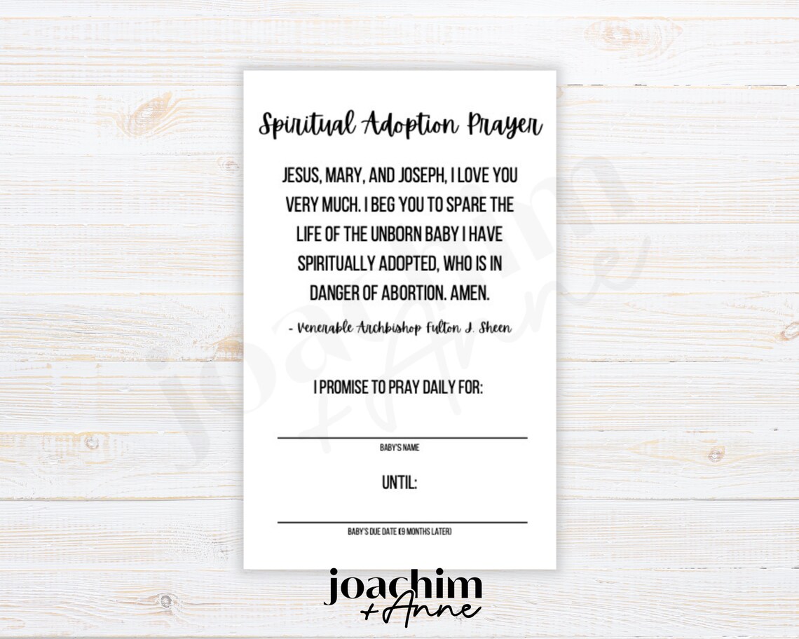 Spiritual Adoption Cards | Catholic | Printable - Digital Download ...