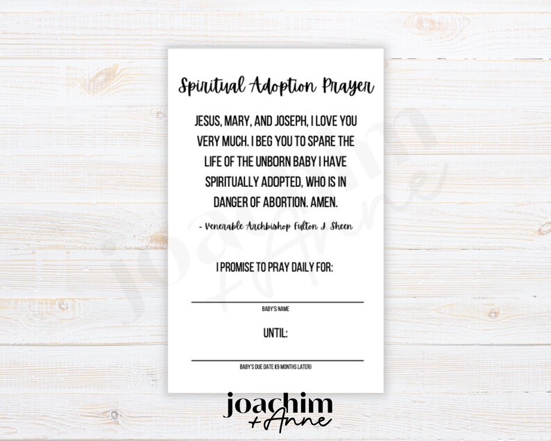 Spiritual Adoption Cards | Catholic | Printable - Digital Download ...