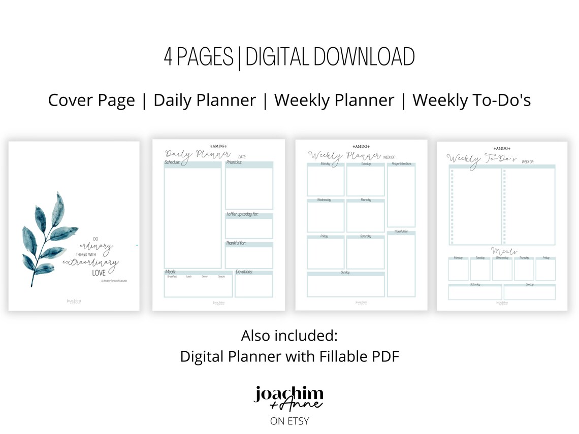 Catholic Printable Planner Inserts Digital Download PDF Weekly, Daily ...