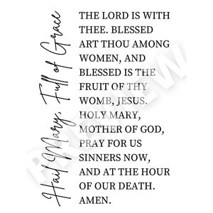 Hail Mary Prayer Poster| Instant Download + Printable | Catholic, Saint ...