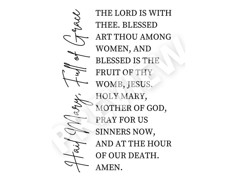 Hail Mary Prayer Poster| Instant Download + Printable | Catholic, Saint ...