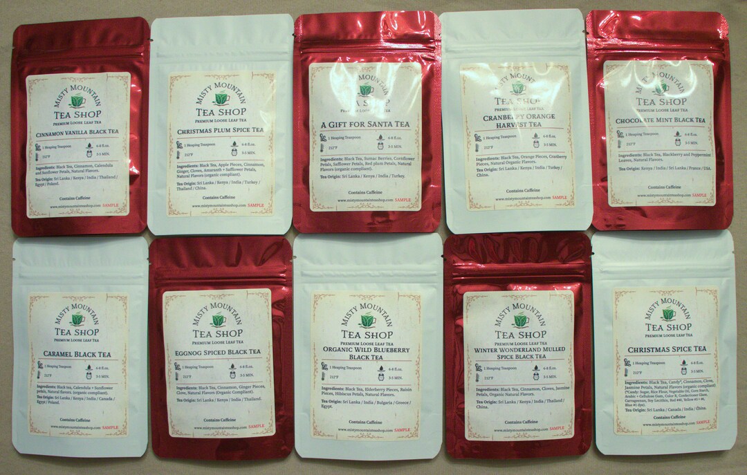 Holiday Tea Sample Set caffeinated / Christmas Teas / Holiday Teas ...