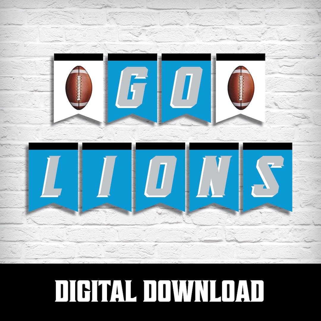 Printable Football Party Banner - Lions DIY Banner Kit - Sports Team ...