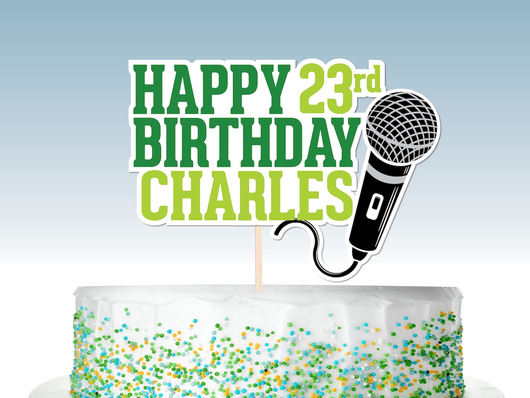 Personalized Happy Birthday Cake Topper With Microphone for Singer ...