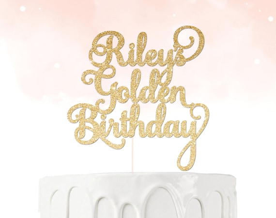 Personalized Golden Birthday Cake Topper | Etsy