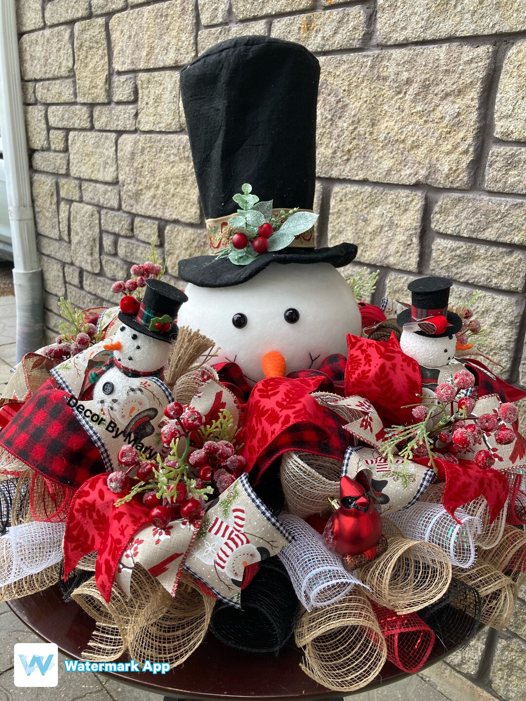 Snowman Center Piece, Top Hat Snowman Table Piece, Christmas Snowman ...