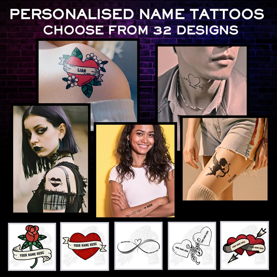 Personalised Name Temporary Tattoos - Buy 1 Get 1 Free | Valentines Day ...