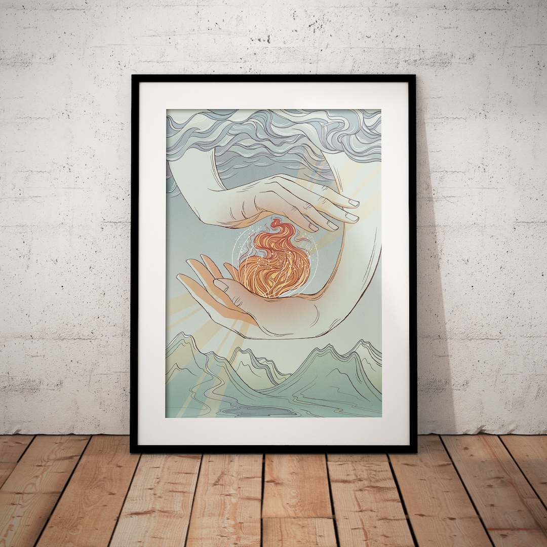 Prometheus, Mythology Illustration Print Surreal Ink Painting Wall Art ...