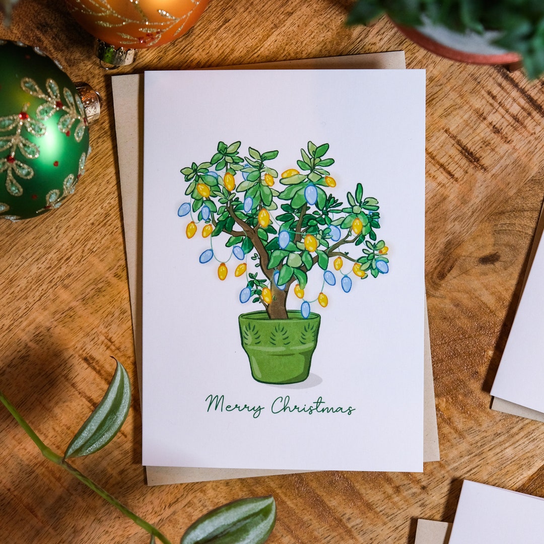 Jade Plant Christmas Card Botanical Xmas Greetings Card - Etsy