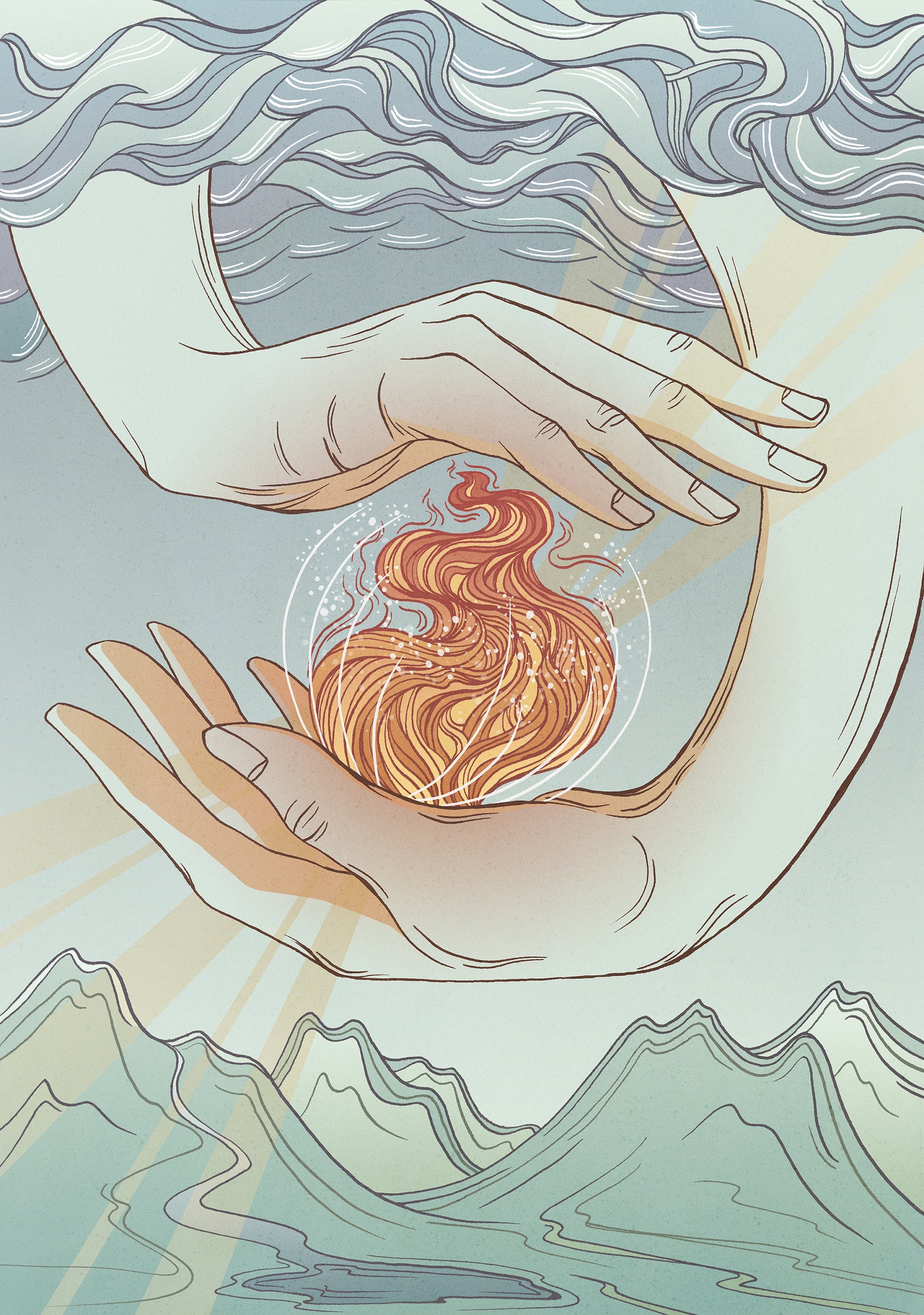 Prometheus, Mythology Illustration Print Surreal Ink Painting Wall Art ...