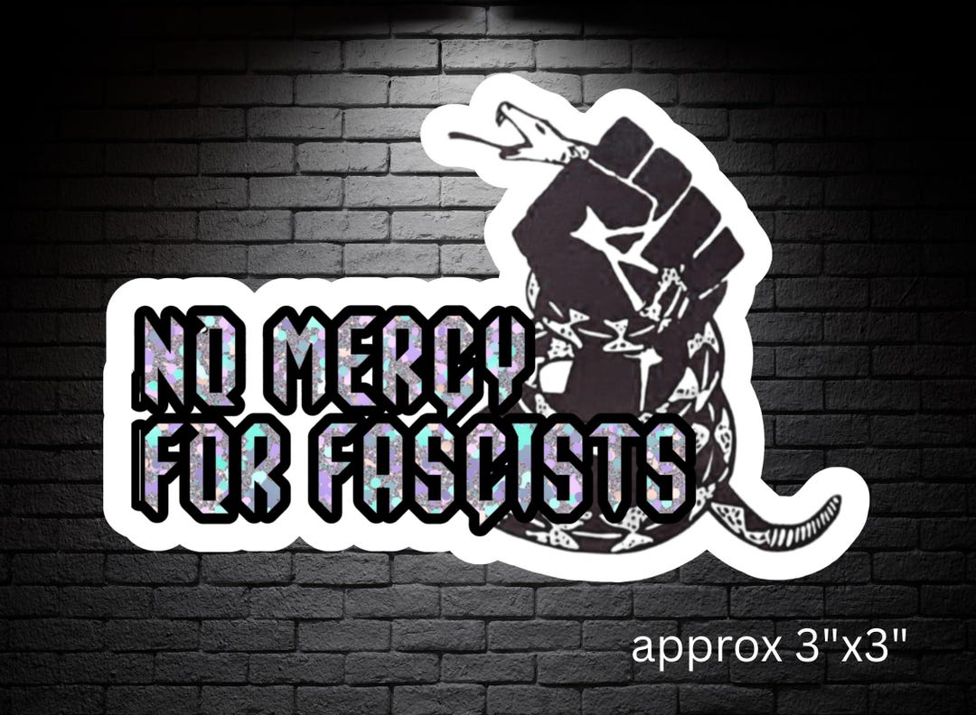 Pastel Punk “no Mercy for Fascists” Sticker – Anti-fascist Snake Fist ...