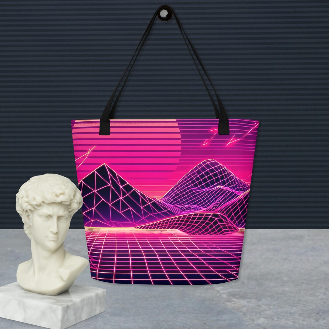 Retrowave Vaporwave Tote Bag – Synthwave Outrun Matrix Aesthetic ...