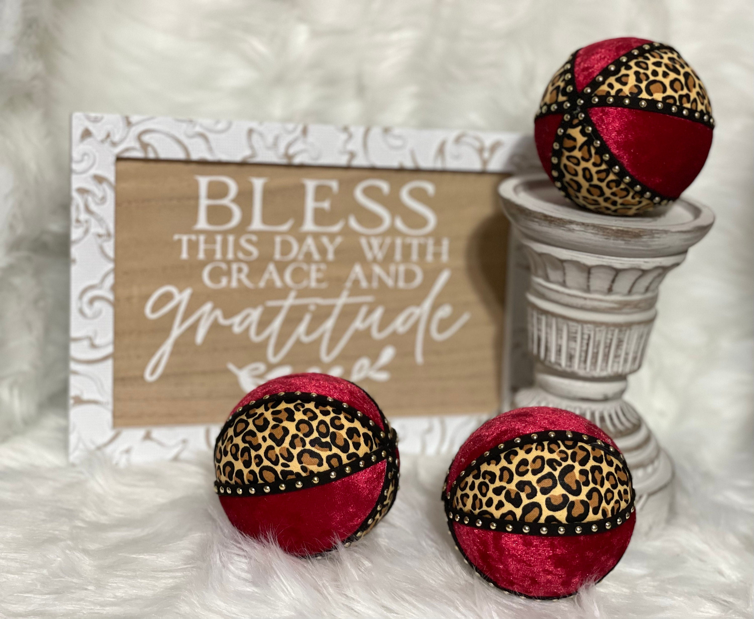 Red Velvet and Cheetah/leopard Print Fabric Decorative Balls | Etsy